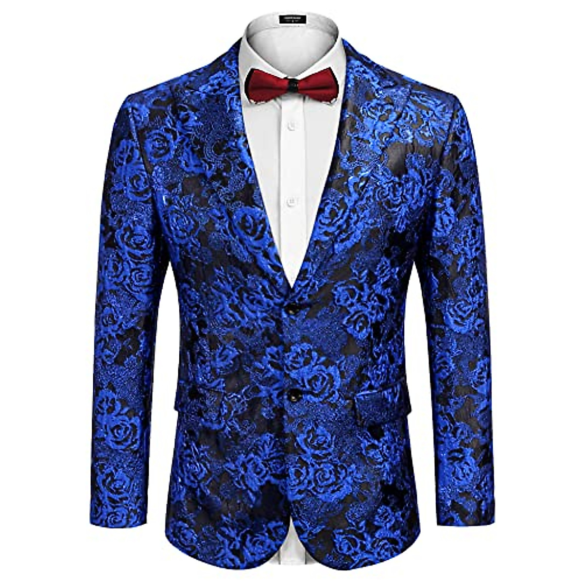 COOFANDY Men's Floral Tuxedo Jacket Rose Embroidered Suit Jacket Wedding Prom Dinner Party Blazer