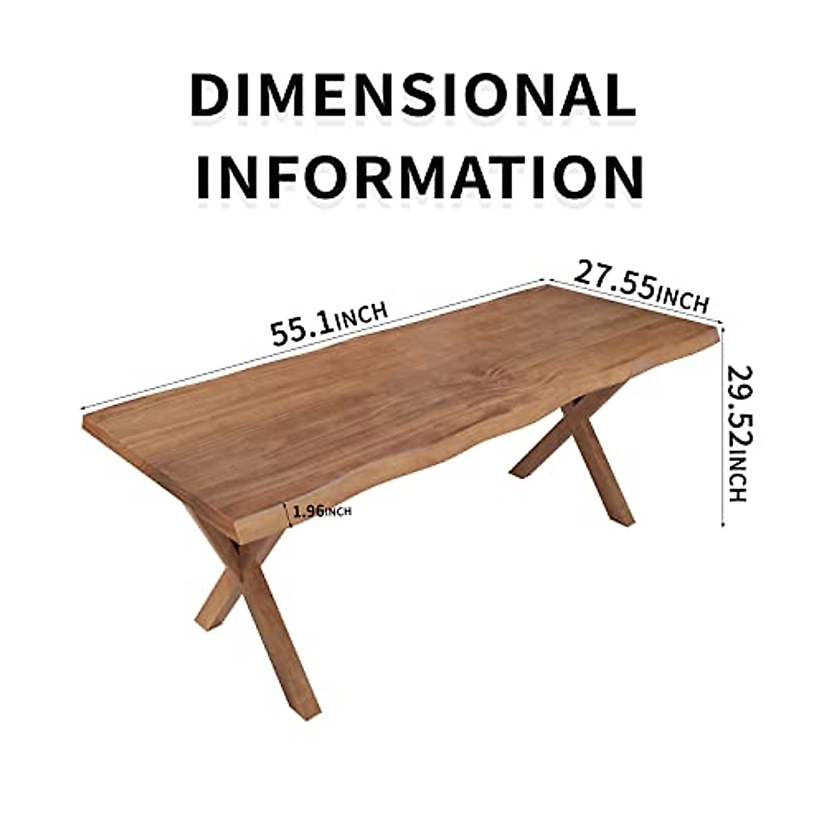 jinhuajinwei Solid Wood Long Desk for Home Ofiice Modern 55 inch Wide Computer Thick Sturdy Wooden Table