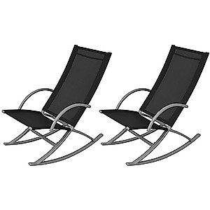 NusGear Patio Rocking Chairs 2 pcs Steel and Textilene Black-348