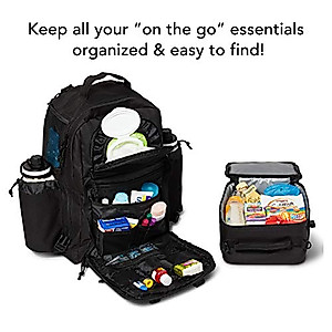 Brinero Diaper Bag Backpack for Dad, X-Large Bag With USB Port, Detachable Lunch Box, XL Changing Pad, 2 Large Water Bottle Pockets, Stroller Straps, Wipe Pocket Military Diaper Bags