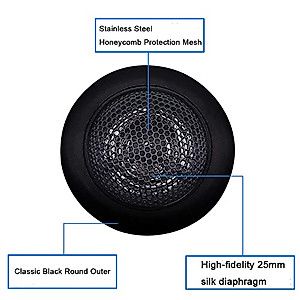 CYDZSW 1 Inch Tweeters for Car Audio,Door Speakers,Super Tweeter Pods Component Cars Parts Black(Pair),CT-001,Wired Connection