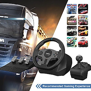 PXN V9 Steering Wheel Gaming for PC,Gaming Steering Wheel 270/900 Degree Racing Wheel with Pedals and Shifter for Xbox One, Xbox Series S/X, PS4, PS3, Switch