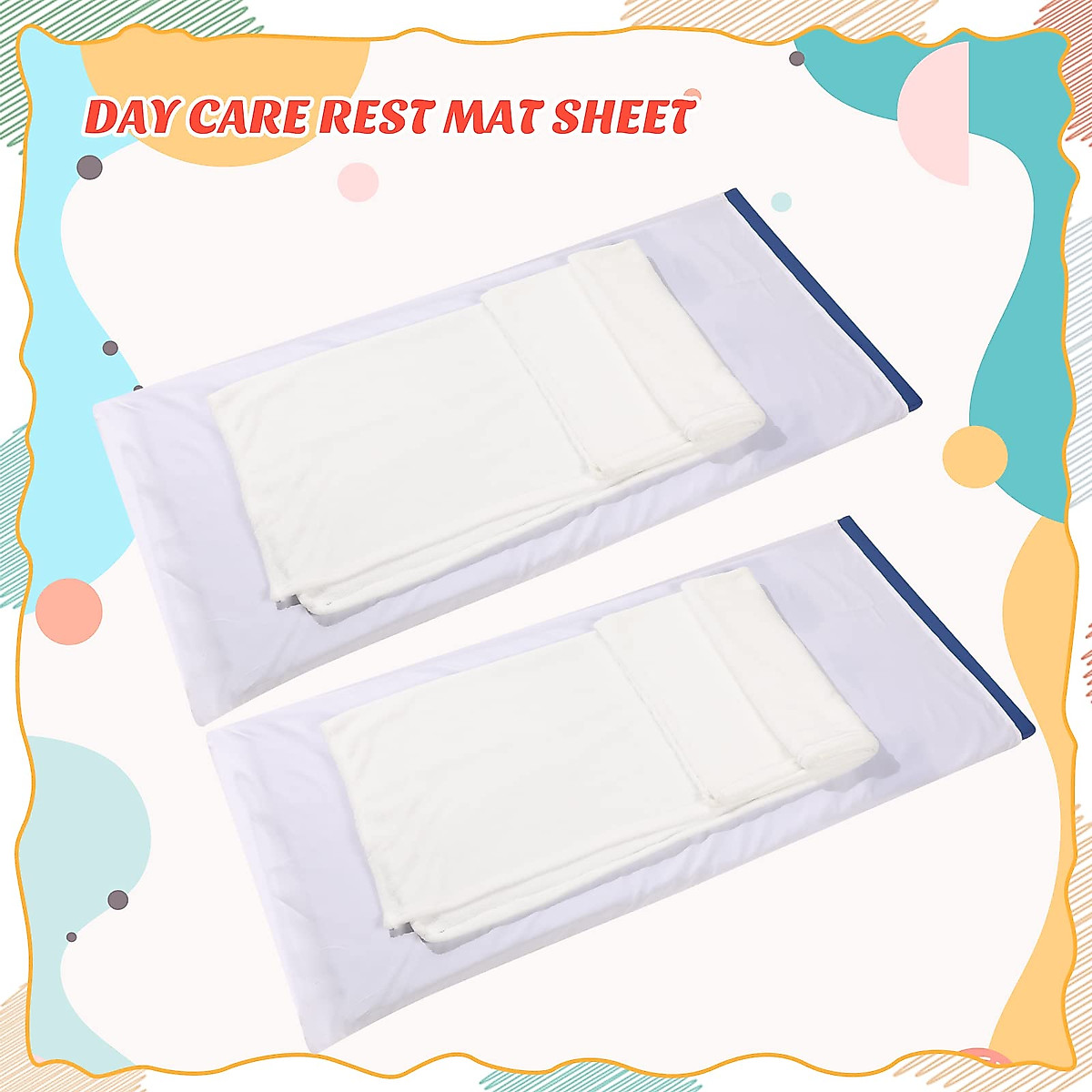 Lounsweer 10 Pcs Day Care Nap Mat Sheet Preschool/Daycare Rest Mat Cover Polyester Baby Sheet 24" x 52" Pillowcase Style Sheets for Boys Girls Classroom Nursery Kindergarten, White