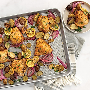 Nordic Ware Honeycomb Embossed Nonstick Baking and Cooling Set, Silver, 3-Piece