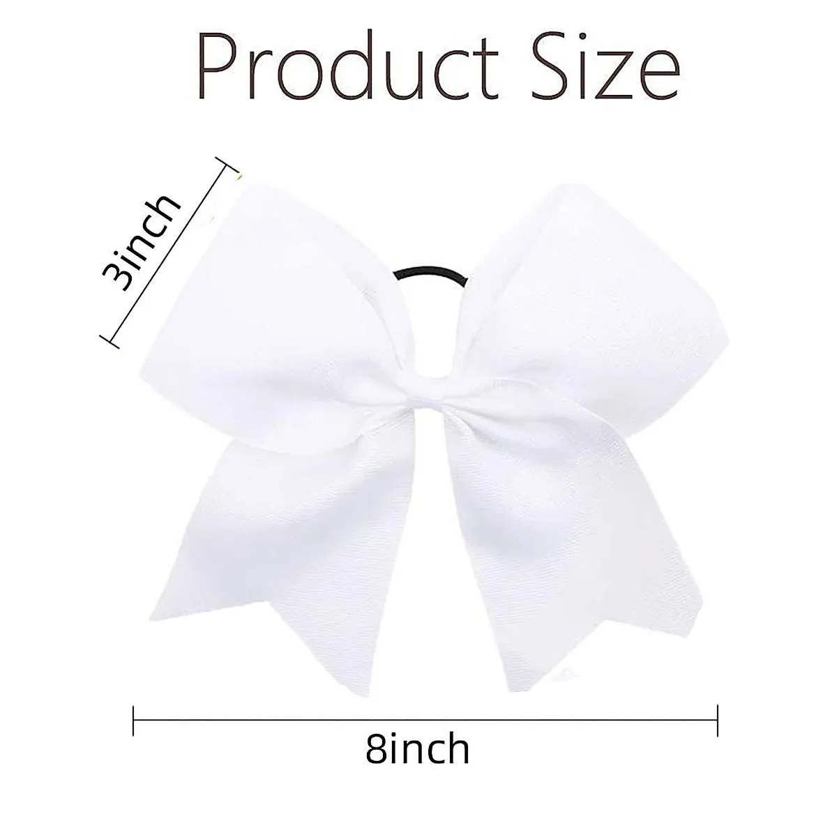 Oaoleer 8inch Jumbo Large Cheer Bows Ponytail Holder Elastic Band Handmade Boutique Hair Accessories for Cheerleading Teen Girls College Women Sports (1PCS, White)