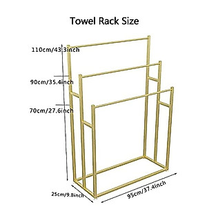 MOLIH Large Size Standing Towel Rack for Bathroom, Organizer Storage Blanket Floor Rack Pool Outdoor 3 Tier Metal Towel Holder Drying Rack