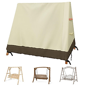 Outdoor Hammock Swing Cover A Frame 420D Waterproof Patio Porch Swing Chair Cover UV Resistant Weather Protector Patio Furniture Cover 72x67x55 Inch, Beige