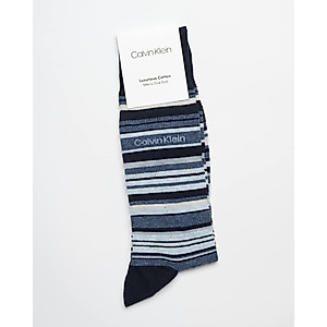 Calvin Klein Men's Socks - Luxury and Egyptian Cotton Blend Dress Socks (1 Pair), Size 7-12, Navy Stripes