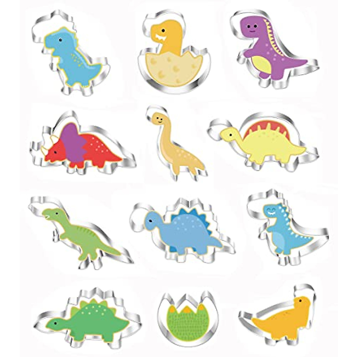 MrCookie New Dinosaur Cookie Cutters Set,Mini Small Sizes,24pcs Biscuit Molds for Kids,Cookie Molds for Baking, DIY, Kitchen, Cake, Kid's Dinosaur Party.