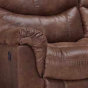 Signature Design by Ashley Alzena Faux Leather Oversized Manual Reclining Sofa, Brown