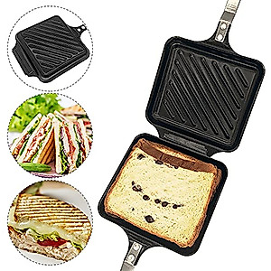 SYCOOVEN Sandwich Maker, Non-stick Grilled Sandwich and Panini Maker Pan with Handle, Double Sided Frying Pan Grilled Cheese Maker Flip Pan for Breakfast Toast Panini Waffle