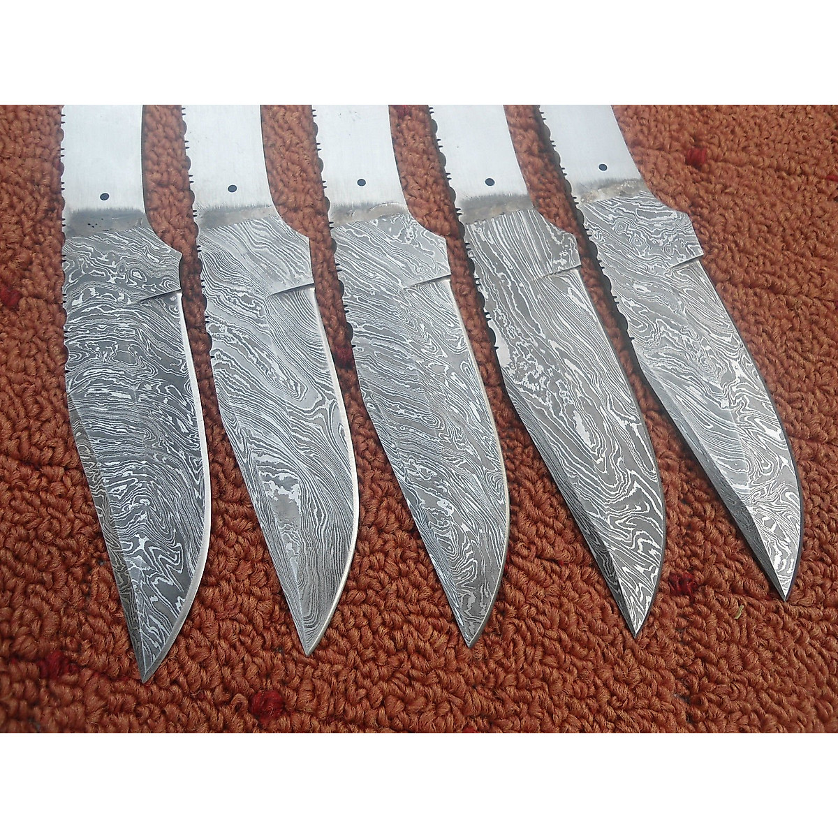 LOT OF 5 PIECES HAND FORGED DAMASCUS STEEL FULL TANG KNIFE BLANK BLADE KNIFE MAKING SUPPLIES