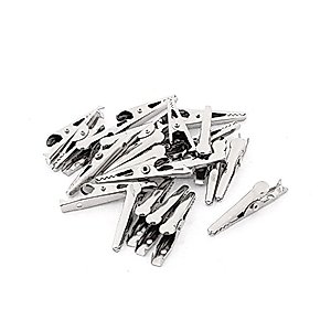 IIVVERR Metal Insulated Alligator Testing Clips Crocodile Clamps Silver Tone 23pcs (Pinzas de cocodrilo con aislamiento metálico, pinzas de cocodrilo, tono plateado, 23 piezas