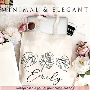 People People Personalized Minimalist Tote Bag for Women w/Name - 9 Design Options Customized Minimal Canvas Reusable Totes Bags Custom Modern Art Shoulder Minimalistic Christmas Gift C1, Beige