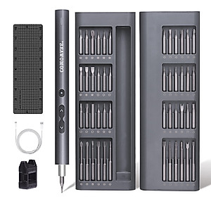COMOWARE Mini Electric Screwdriver-50 in 1 Precision Small Electric Screwdriver Set for PC Building with LED Light & 48 bits, Magnetizer, Magnetic Mat, Handy Repair Tool for Phone Watch Camera