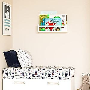 Wallniture Madrid White Bookshelf for Nursery and Kids Room Decor, Sturdy Wood Toy Storage Organizer Kids Bookshelf