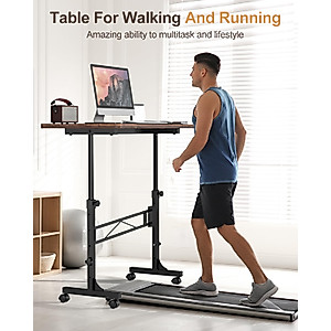 Small Standing Desk Adjustable Height, Mobile Stand Up Desk with Wheels, 32 Inch Portable Rolling Desk Small Computer Desk, Portable Laptop Desk Standing Table Rustic