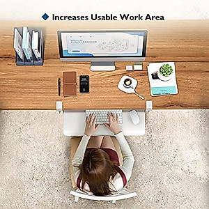 BONTEC Keyboard Tray Under Desk, Pull Out Keyboard & Mouse Tray with C-clamp, 25.6 Excluding Clamps (30 Including Clamps) x 11.8 Inch Steady Slide-Out Computer Drawer for Typing, White