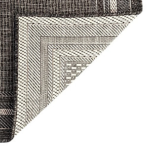Unique Loom Outdoor Border Collection Casual Solid Border Transitional Indoor and Outdoor Flatweave Black Area Rug (4' 0 x 6' 0)