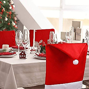 Callenbach 6Pcs Christmas Chair Covers for Dining Room Christmas Table Decoration Santa Hat Chair Back Cover for Xmas Restaurant Holiday Festival Party Decor