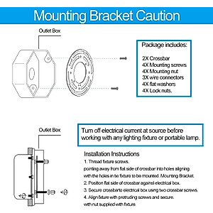 2 Pack Light Fixture Mounting Bracket 4 Inches Diameter,Round Universal Light Crossbar, with Ground Screw and Acorn Cap Nuts for Mount Wall Light