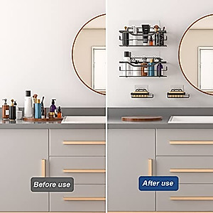 Funkprofi Bathroom Organizer, Bathroom Shelves Wall Mount, shower caddy, Toiletries Storage Basket Holder, Shower Accessories, Stainless Steel