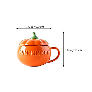Luxshiny 2 Pcs Pumpkin Ceramic Soup Bowl Porcelain Pumpkin Shape Sugar Dessert Bowl with Lid Ceramic Dinnerware for Halloween