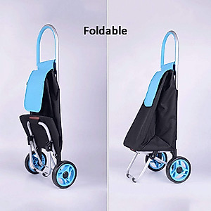 Shopping Trolley on Wheels Multi Function Shopping Cart Lightweight and Portable Folding Steel Tube Trolley Rose Back Zipper Bag Storage Hand Trucks,Yellow,32 * 31 * 90Cm ,Shopp