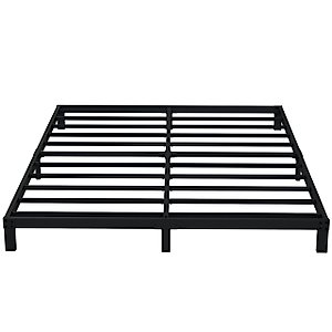EMODA 6 Inch Full Size Bed Frame Heavy Duty Metal Platform No Box Spring Needed, Easy Assembly Noise Free, Black