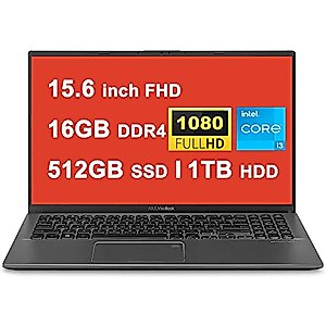 Dell Inspiron 15 3000 3501 Premium Business Laptop 15.6 inch FHD Anti-Glare Narrow Border Display 11th Gen Intel i3-1115G4 16GB RAM 512GB SSD + 1TB HDD Intel UHD Graphics HDMI Win10 Black (Renewed)