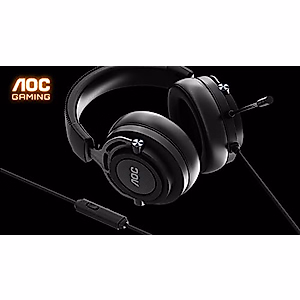 AOC Gaming GH200 Wired Gaming Headset with 2.0 Stereo Sound, Built-in Detachable Microphone, Premium Protein Leather, Integrated Control Panel and 3.5 mm Cable Connection