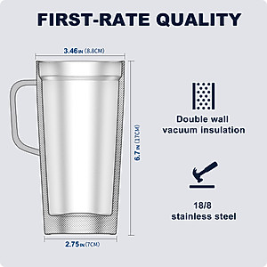 koodee 20 oz Insulated Coffee Mug with Lid and Handle, Stainless Steel Double Wall Vacuum Camping Mug Travel Coffee Tumbler (Purple Pink)