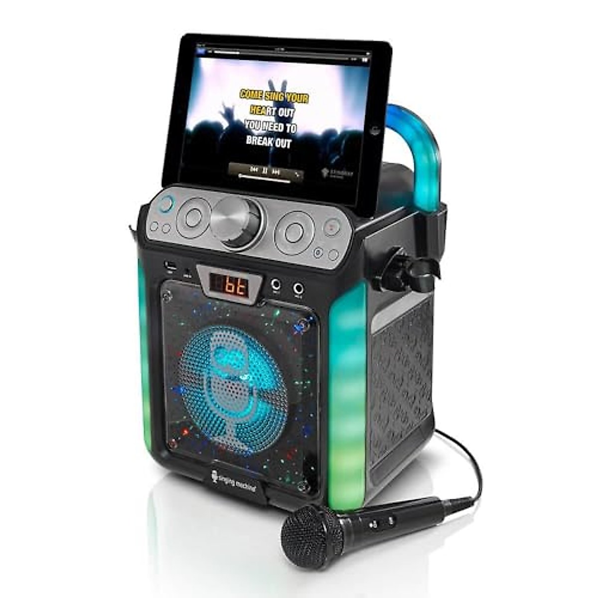 Singing Machine SML682BTBK Groove Cube Karaoke Player with Bluetooth and Echo Control, Battery Powered, Black