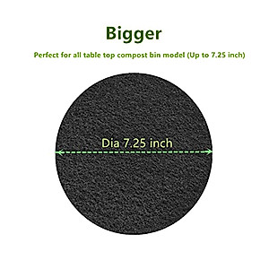 12 Pack Kitchen Compost Bin Charcoal Filter 7.25 Inch Diameter Extra Thicker & Bigger-Over 3 Years Supply- Longer Lasting Activated Charcoal Odor Trapping Filters (0.4inch/10mm Thickness), Round