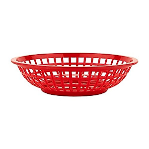G.E.T. RB-820-R Round Serving / Bread Basket, 8", Red (Set of 12)
