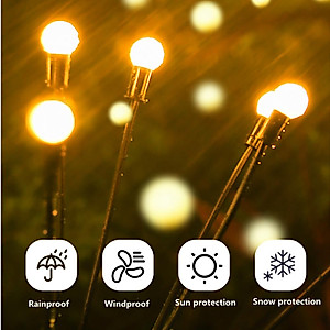MMQ Solar Garden Lights, 2 Pack Solar Firefly Lights, 8 LEDs Bulbs Solar Outdoor Decorative Lights for Patio Pathway Christmas Halloween Decor, Warm White