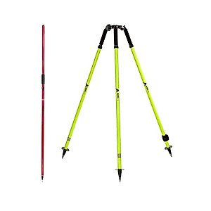 AdirPro 2M Two-Piece GPS Rover Rod (Red) & AdirPro Surveying Tripod for Prism (Green) Bundle