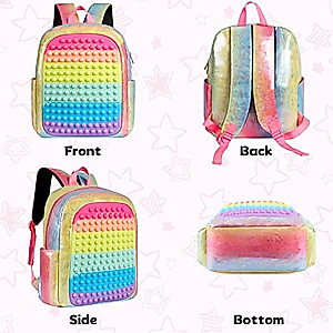 GetWill Pop Backpack for Girls Kids School Backpack, Large Capacity Lightweight Preschool Elementary Kindergarten Kids School Bookbag for Girls Back to School Gifts(14.5L)