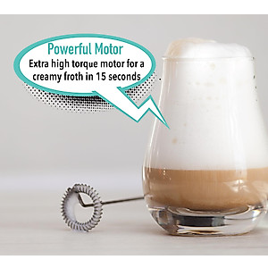 Elementi Milk Frother Wand - Coffee Frother Handheld - Drink Frother - Coffee Mixer Wand - Cold Foam Frother - Electric Stirrer for Drinks - Hand Held Mixer Wand (Black)