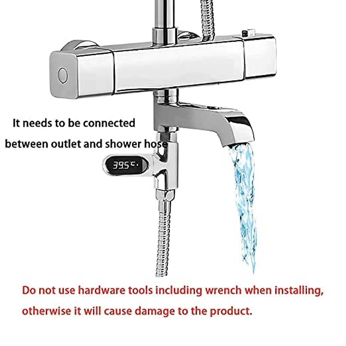 Shower Water Thermometer, LED Digital Display 0~100℃ Baby Bath Water Thermometer Celsius/Fahrenheit Display rotatable Screen for Home Kitchen Bathroom (Silver)