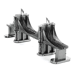 Fascinations Metal Earth Brooklyn Bridge 3D Metal Model Kit Bundle with Tweezers