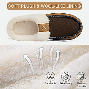 Homitem Men's Memory Foam Slippers,Fuzzy Wool-Like Plush Fleece Lined House Shoes Indoor Outdoor Slippers for Men, Anti-Skid Rubber Sole Home Bedroom Slippers(Size 13-14,Coffee)