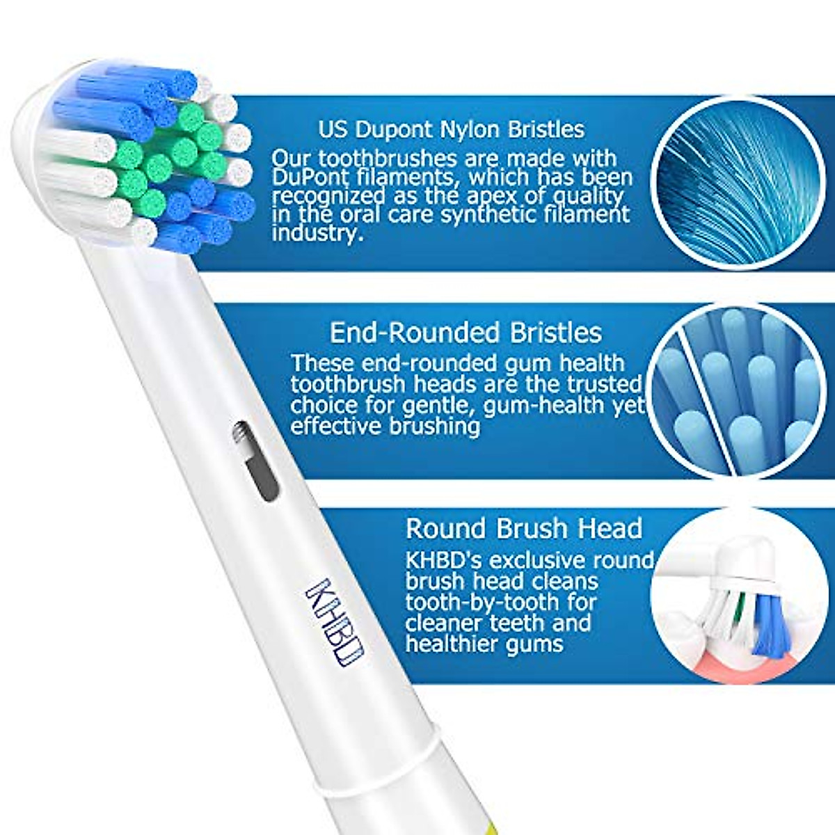 KHBD Replacement Heads Compatible with Braun Oral b Electric Toothbrush, Sensitive Toothbrush Heads for Pro 1000/9000/ 500/3000/8000/Smart/Geinus Toothbrush-16 Pack