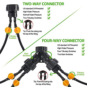 MIXC Drip Irrigation Kit, 100FT Garden Irrigation System Plants Watering System For Lawn Patio Raised Bed Automatic Irrigation Equipment With 1/4" Blank Distribution Tubing , Adjustable Nozzle Emitters Sprinkler, Barbed Parts And Irrigation Connectors