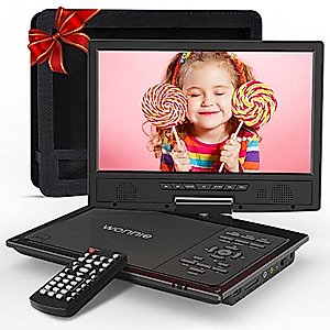 WONNIE 12.5" Portable DVD Player Car Headrest Video Players with 10.5" Swivel Screen, Car Headrest Holder, 5-Hours Rechargeable Battery, Regions Free, Support USB/SD Card/Sync TV