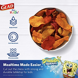 Glad for Kids SpongeBob SquarePants Paper Snack Bowls with Lids, 12oz | Heavy Duty Disposable Soak Proof Microwavable Paper Bowls for Kids and Adults, 20 Count