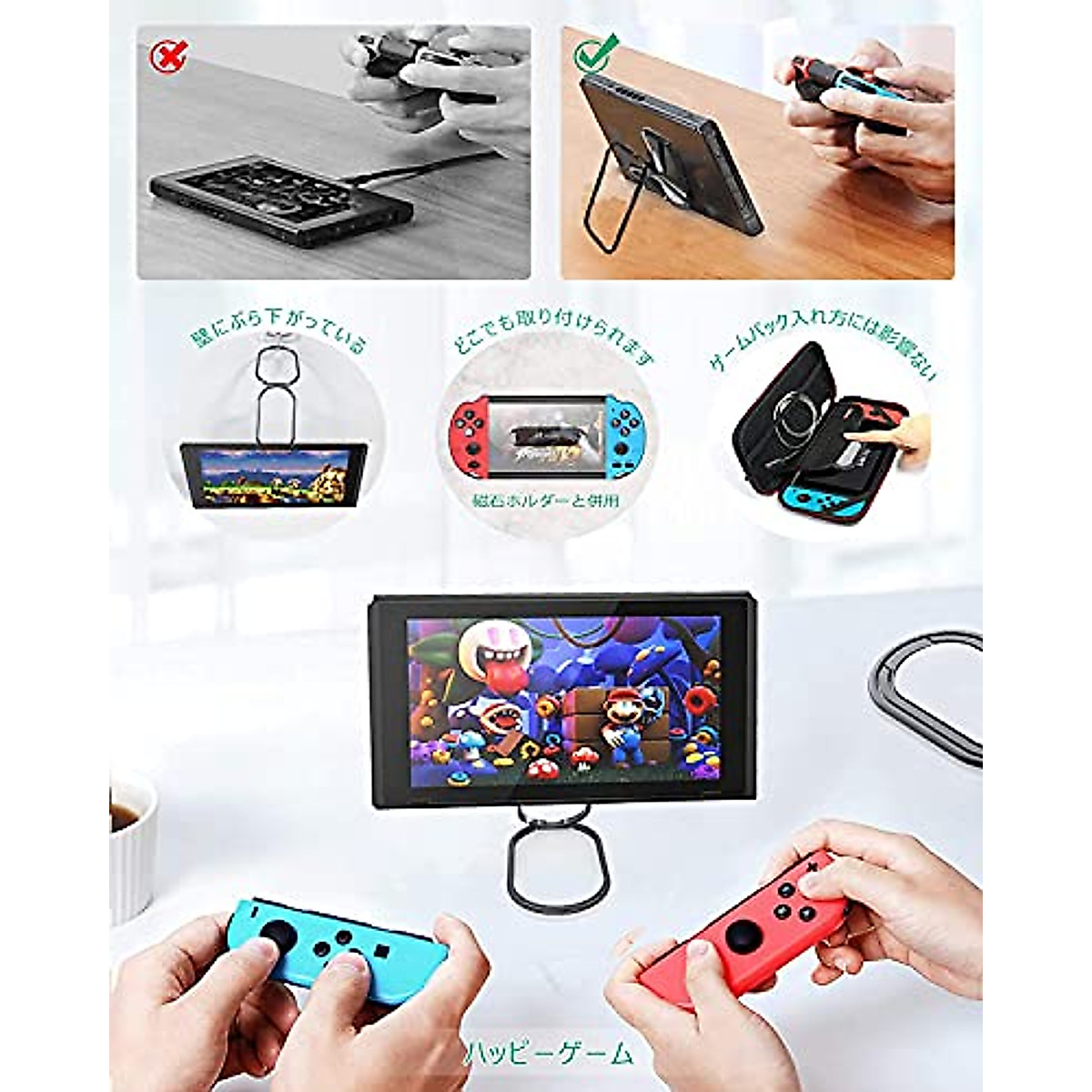 CACUAY Phone Ring Holder Finger Kickstand,Cell Phone Ring Holder 360° Rotation Cell Phone Ring Holder Stand Phone Finger Ring Cell Phone Stand Compatible with Most Smartphones (Black)