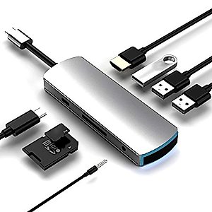 Leya-US Spare Part Mate8 8 in 1 Multi-Function Type-C/USB-C HUB Expansion Dock (Color : Grey)