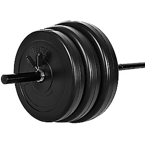 Signature Fitness 100-Pound Weight Set for Home Gym with Six Plates and 1x 5FT Standard Barbell, Comes with Spring Locks