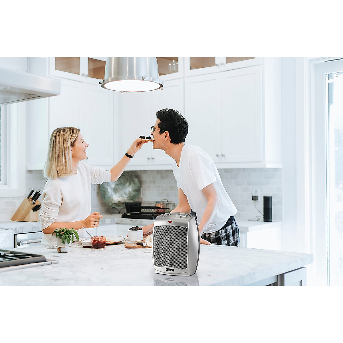 Lasko Ceramic Adjustable Thermostat Space Heaters, Non-Oscillating, 754200 Silver